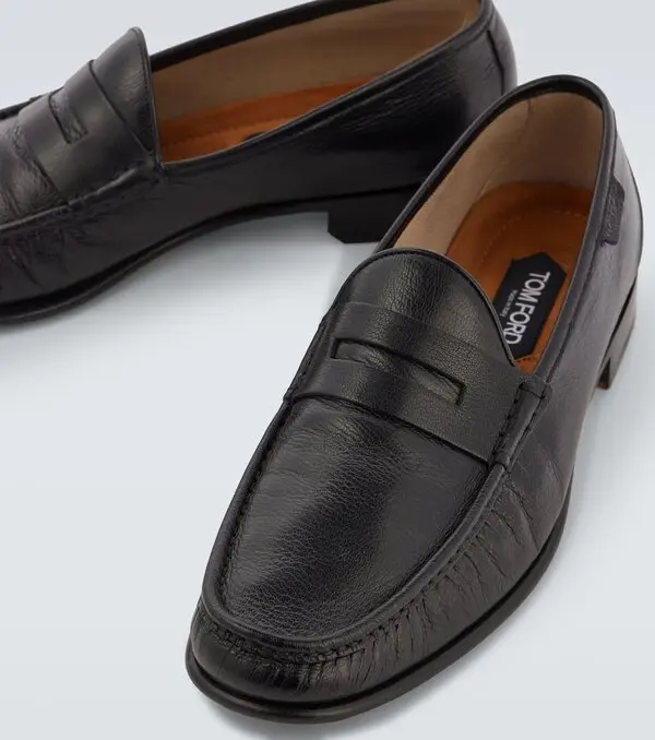 TOM FORD York Leather Penny Loafers