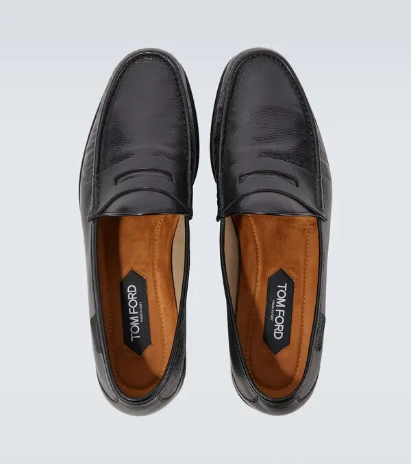 TOM FORD York Leather Penny Loafers
