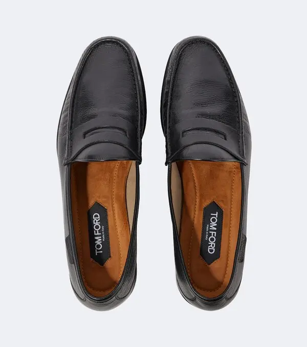 TOM FORD York Leather Penny Loafers