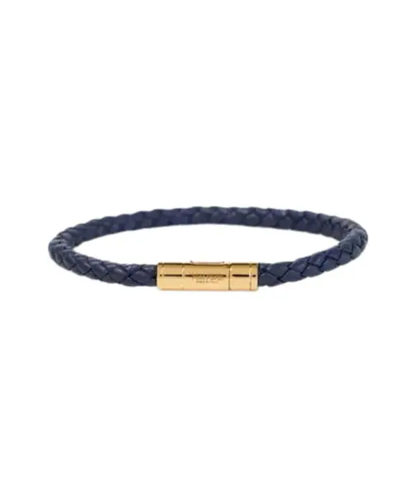 TOM FORD Logo Braided Leather Bracelet - Blue