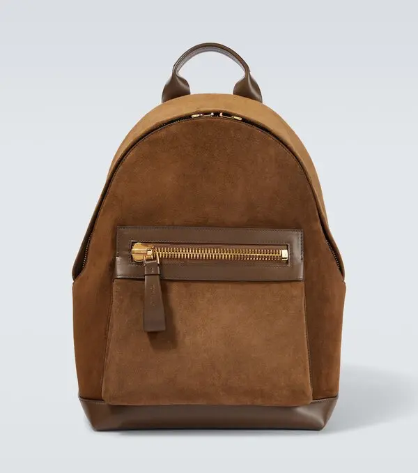 TOM FORD Buckley Leather-trimmed Suede Backpack - Brown