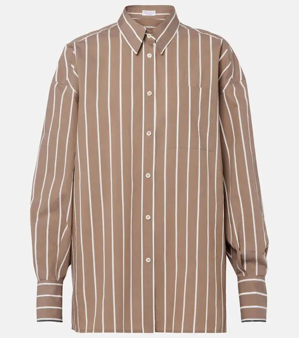 Brunello Cucinelli Monili Striped Shirt - Brown