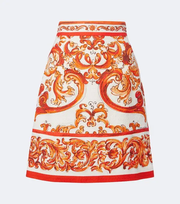 Dolce & Gabbana Majolica Print Mini Skirt - Orange