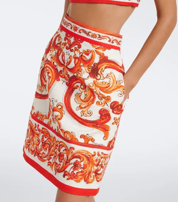 Dolce & Gabbana Majolica Miniskirt - Orange