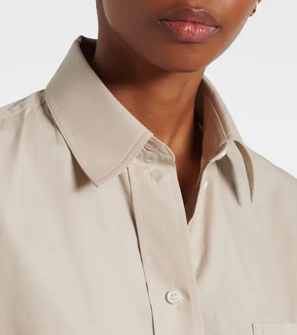 Victoria Beckham Cropped Cotton Shirt - Beige