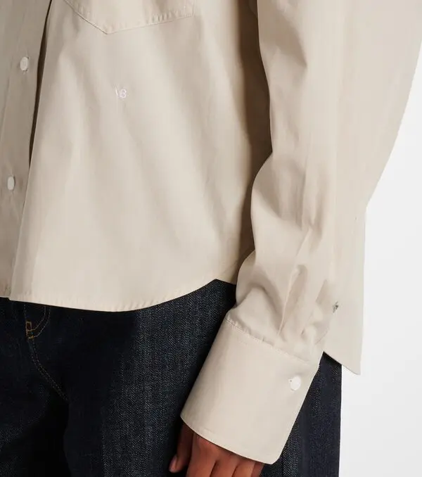 Victoria Beckham Cropped Cotton Shirt - Beige