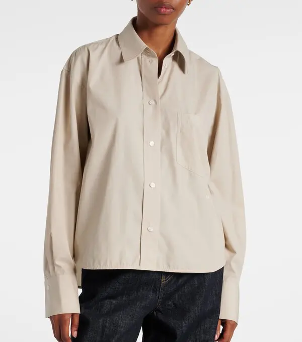 Victoria Beckham Cropped Cotton Shirt - Beige