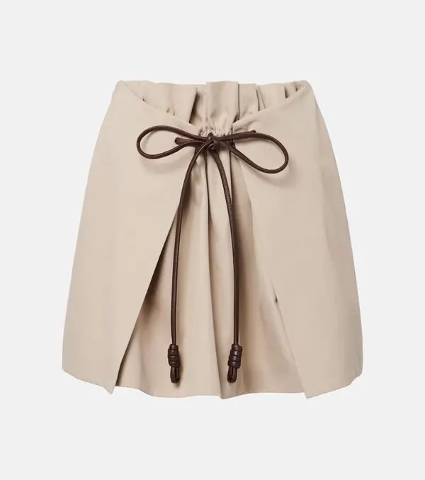 Loewe Cotton And Silk Gabardine Miniskirt - Beige