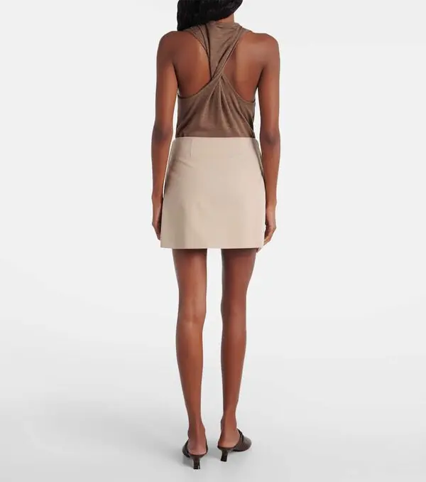 Loewe Cotton And Silk Gabardine Miniskirt - Beige