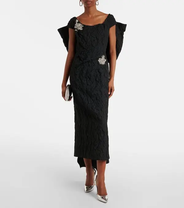 Erdem Embroidered Cloqué Jacquard Gown