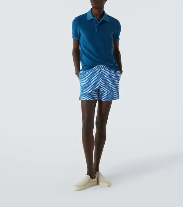 TOM FORD Cotton-blend Velvet Polo Shirt - Blue
