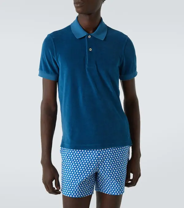 TOM FORD Cotton-blend Velvet Polo Shirt - Blue