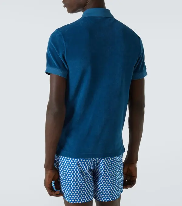 TOM FORD Cotton-blend Velvet Polo Shirt - Blue