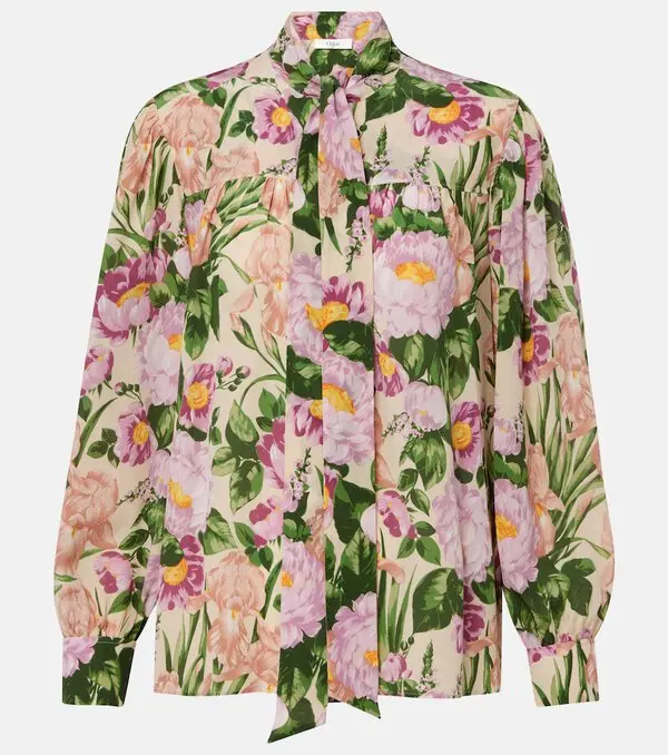 Chloé Tie-neck Silk Crêpe De Chine Blouse - Multicoloured