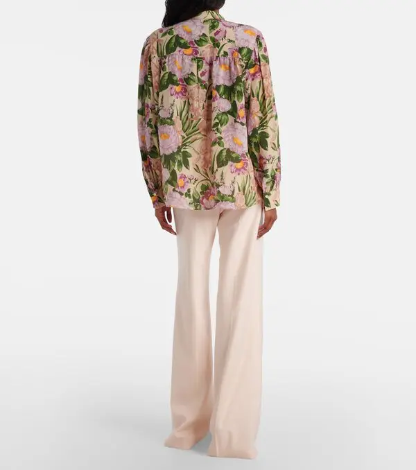 Chloé Tie-neck Silk Crêpe De Chine Blouse - Multicoloured