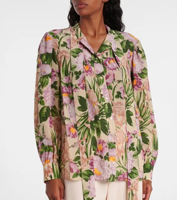 Chloé Tie-neck Silk Crêpe De Chine Blouse - Multicoloured