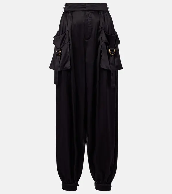 Chloé High-rise Silk Satin Cargo Pants - Black
