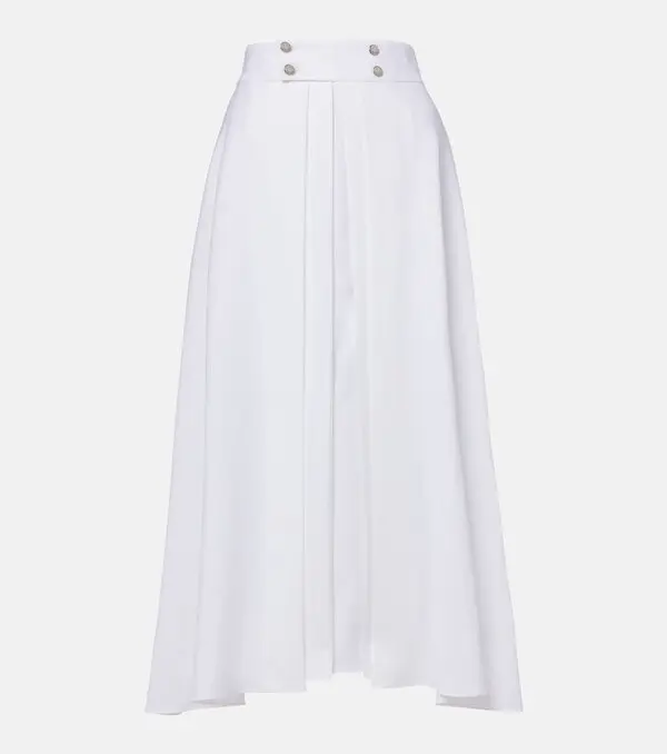 Loro Piana Petra Pleated Linen Maxi Skirt - White