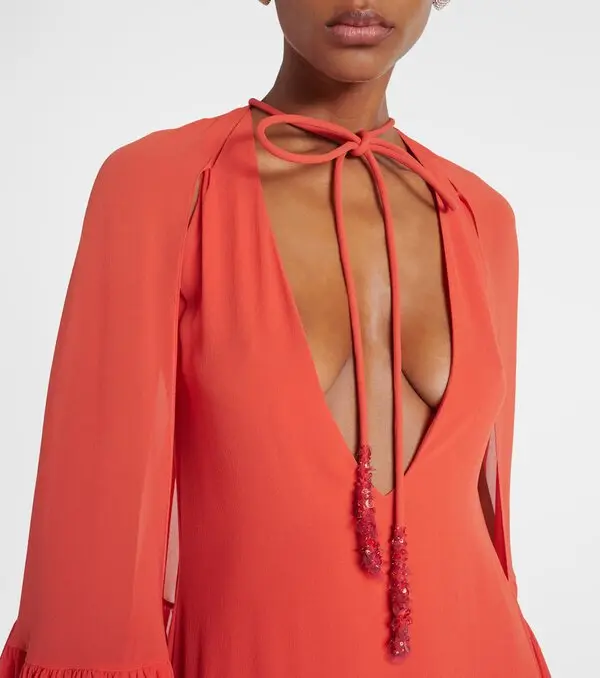 Valentino Garavani Caped Silk Georgette Maxi Dress