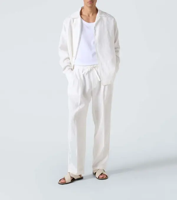 Dolce & Gabbana Linen Straight Pants - White