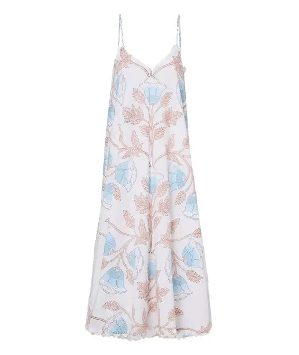 JULIET DUNN Printed Cotton Slip Dress - White