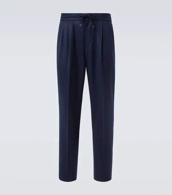 Brunello Cucinelli Virgin Wool Straight Trousers - Blue