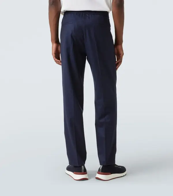 Brunello Cucinelli Virgin Wool Straight Trousers - Blue