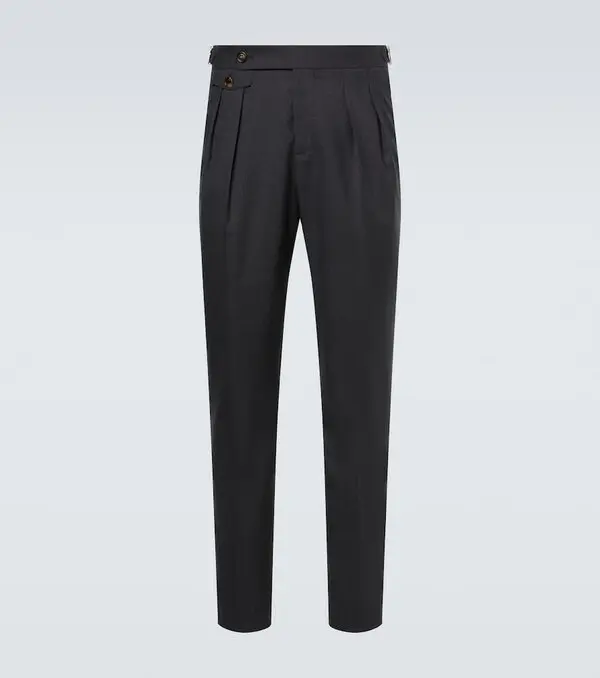 Brunello Cucinelli Virgin Wool Straight Trousers - Grey