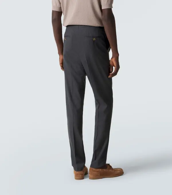 Brunello Cucinelli Virgin Wool Straight Trousers - Grey