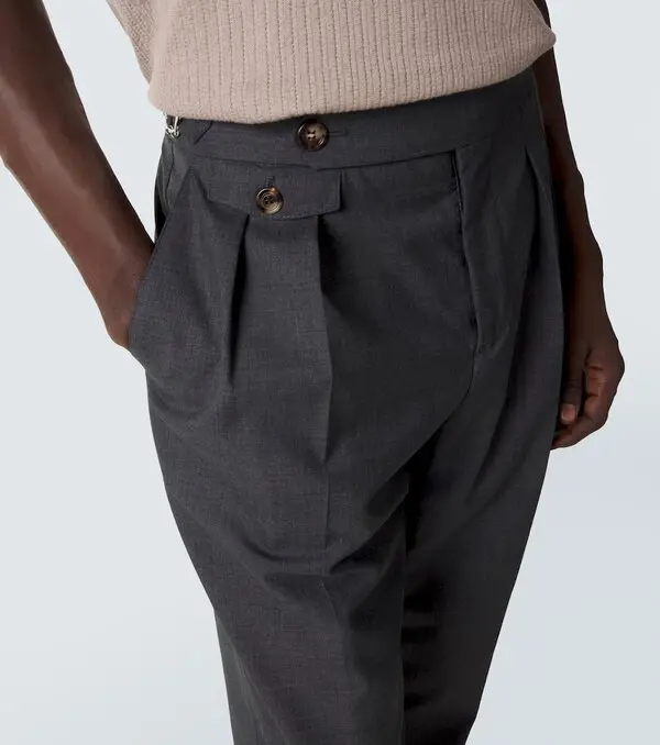 Brunello Cucinelli Virgin Wool Straight Trousers - Grey