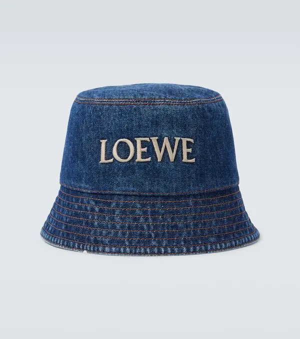 Loewe Logo Denim Bucket Hat - Blue