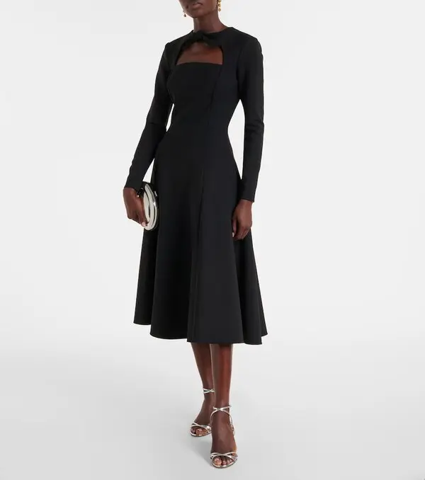Oscar De La Renta Cutout Wool-blend Midi Dress