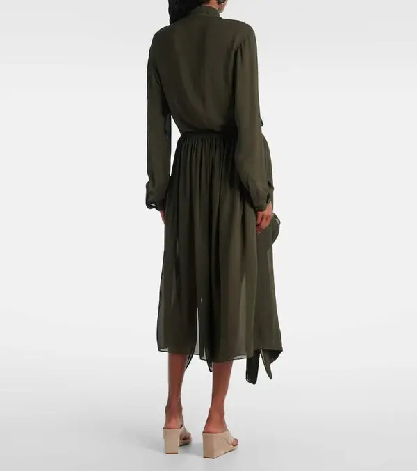 Alaïa Ruffled Georgette Wide-leg Pants - Green