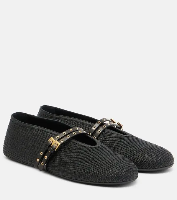 Alaïa Leather-trimmed Ballet Flats - Black