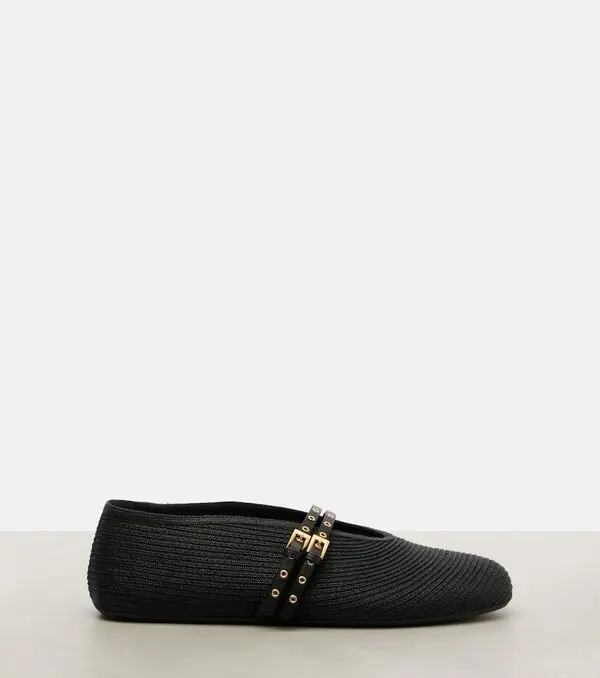 Alaïa Leather-trimmed Ballet Flats - Black