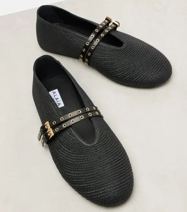 Alaïa Leather-trimmed Ballet Flats - Black