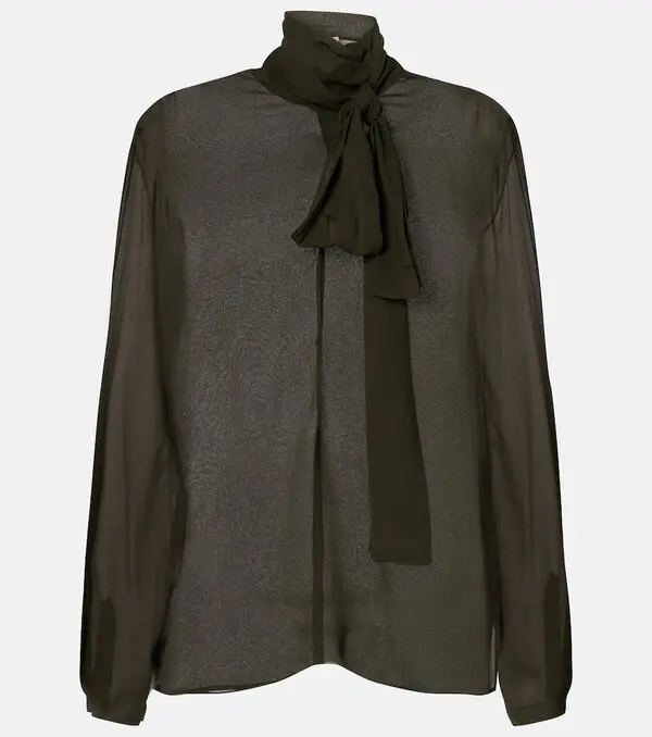 Alaïa Crêpe Georgette Blouse - Green