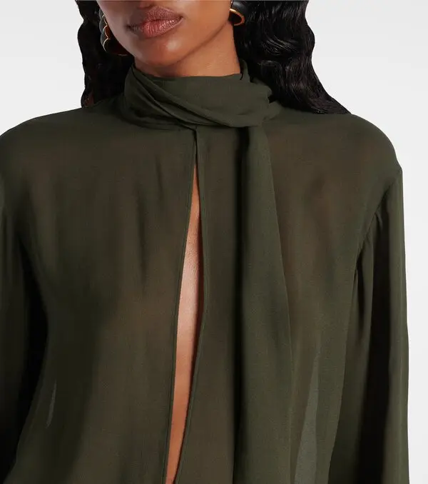 Alaïa Crêpe Georgette Blouse - Green