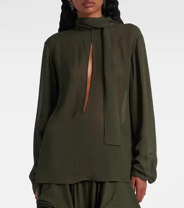 Alaïa Crêpe Georgette Blouse - Green