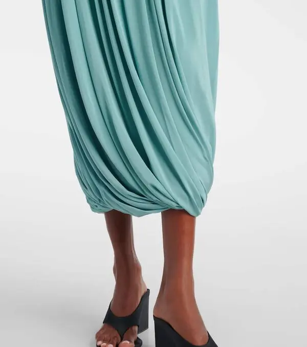 Alaïa Gathered Jersey Midi Skirt