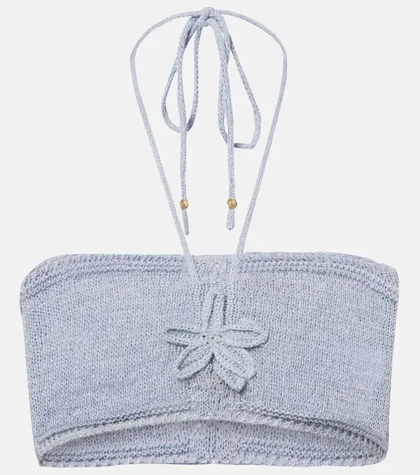 BANANHOT Zorya Halterneck Lamé Top - Blue
