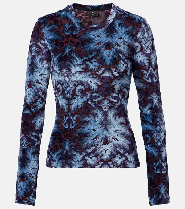 Etro Printed Jersey Top - Blue