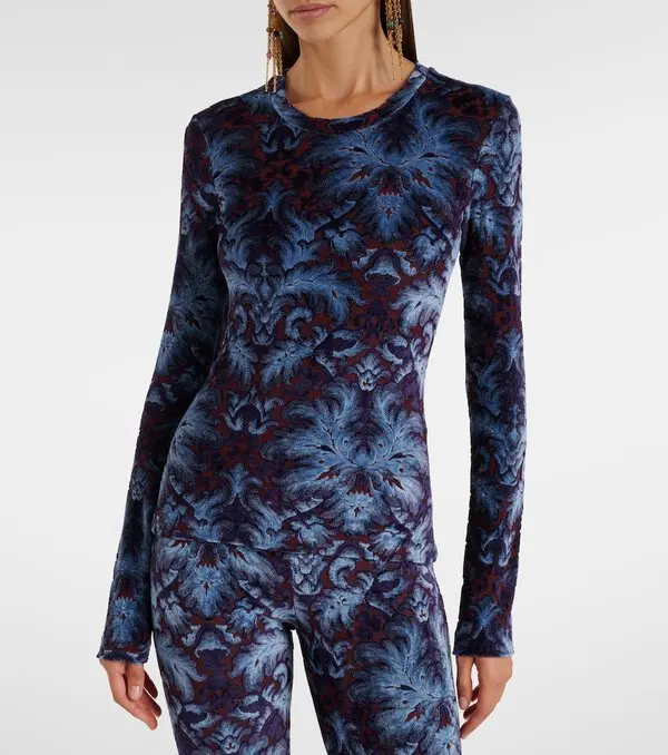 Etro Printed Jersey Top - Blue