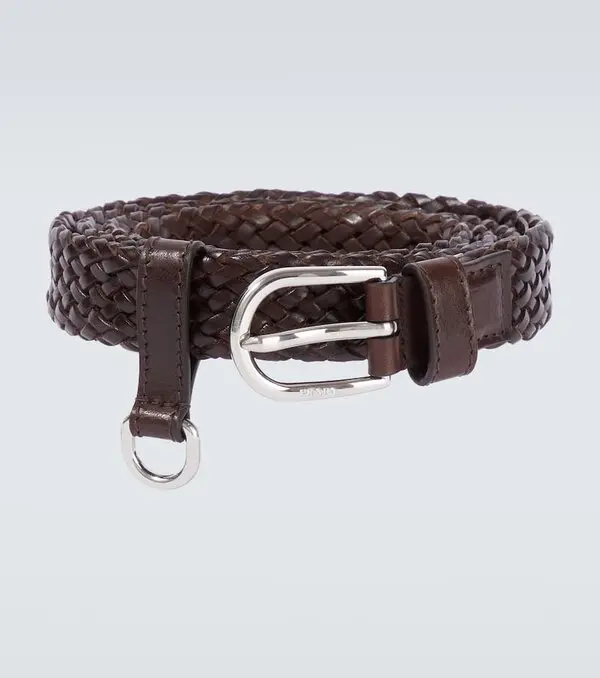 Prada Braided Leather Belt - Brown