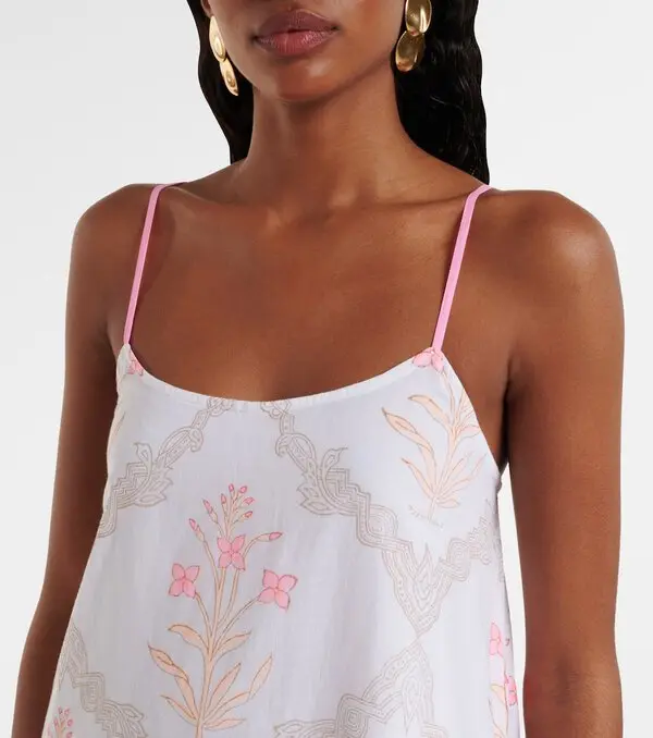 JULIET DUNN Floral Ruched Cotton Minidress