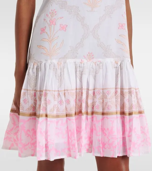 JULIET DUNN Floral Ruched Cotton Minidress