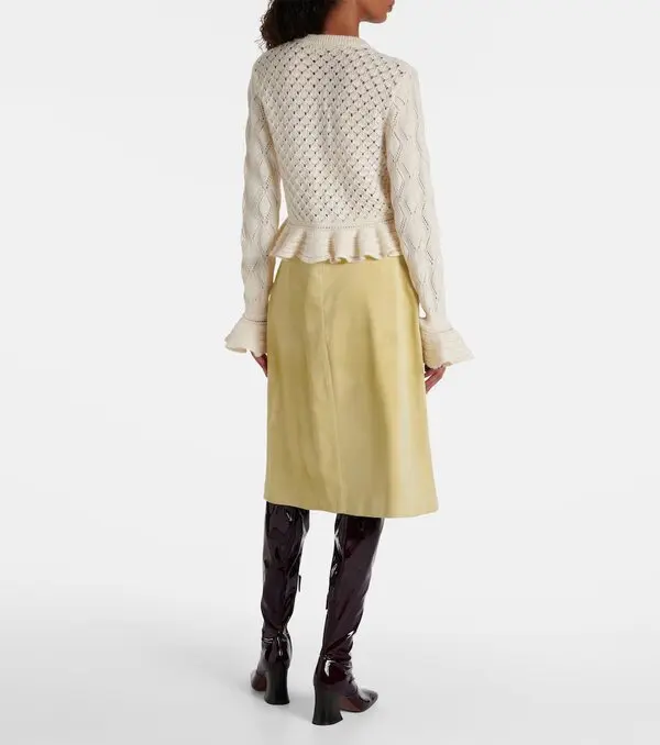 Chloé Ruffled Cotton, Wool, And Silk Cardigan - White