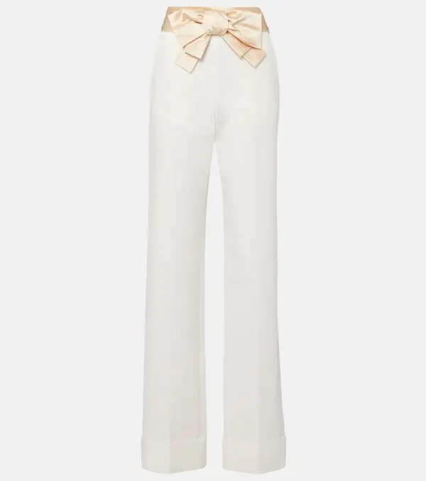 Valentino Garavani High-rise Cotton And Linen Straight Pants - White