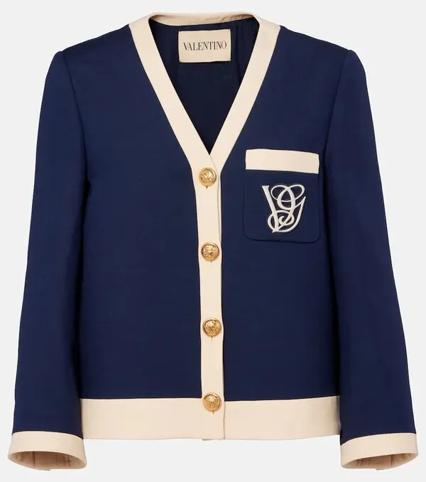 Valentino Garavani Embroidered Wool And Silk Jacket - Blue