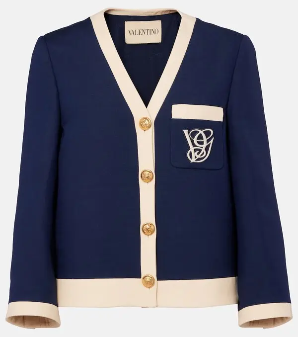 Valentino Garavani Embroidered Wool And Silk Jacket - Blue